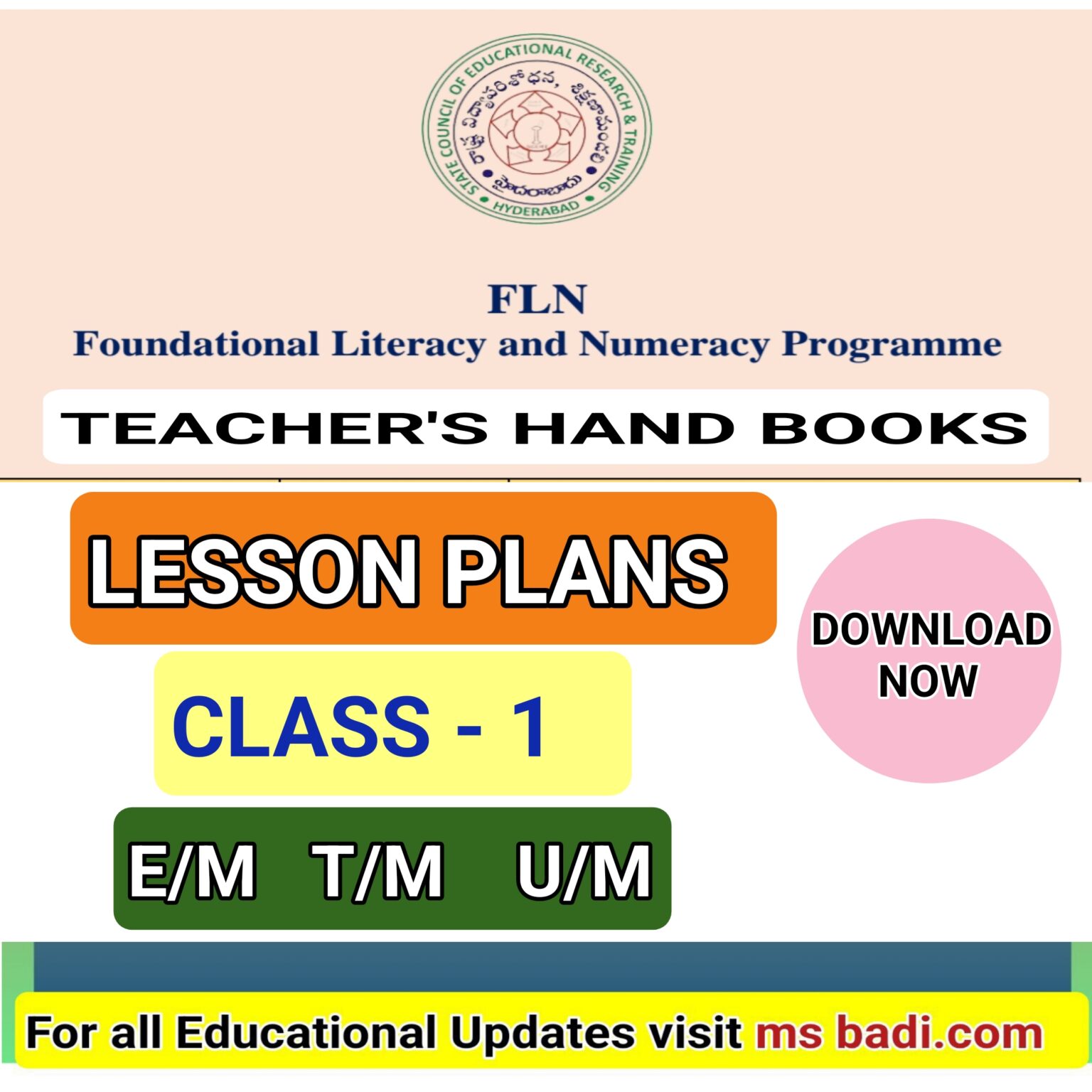DOWNLOAD FLN LESSON PLANS TEACHER HAND BOOKS FOR CLASS 1 - MS Badi
