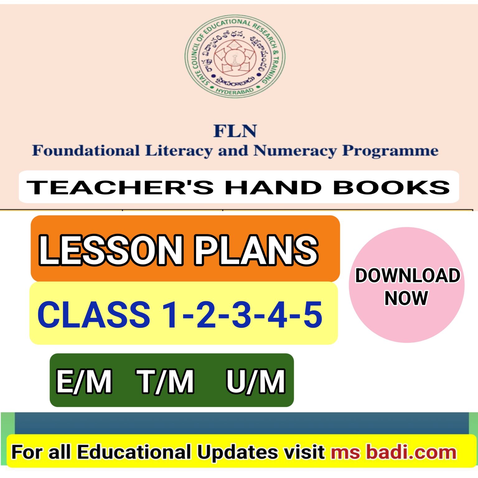 DOWNLOAD FLN LESSON PLANS TEACHER HAND BOOKS FOR CLASS 1 2 3 4 5 - MS Badi