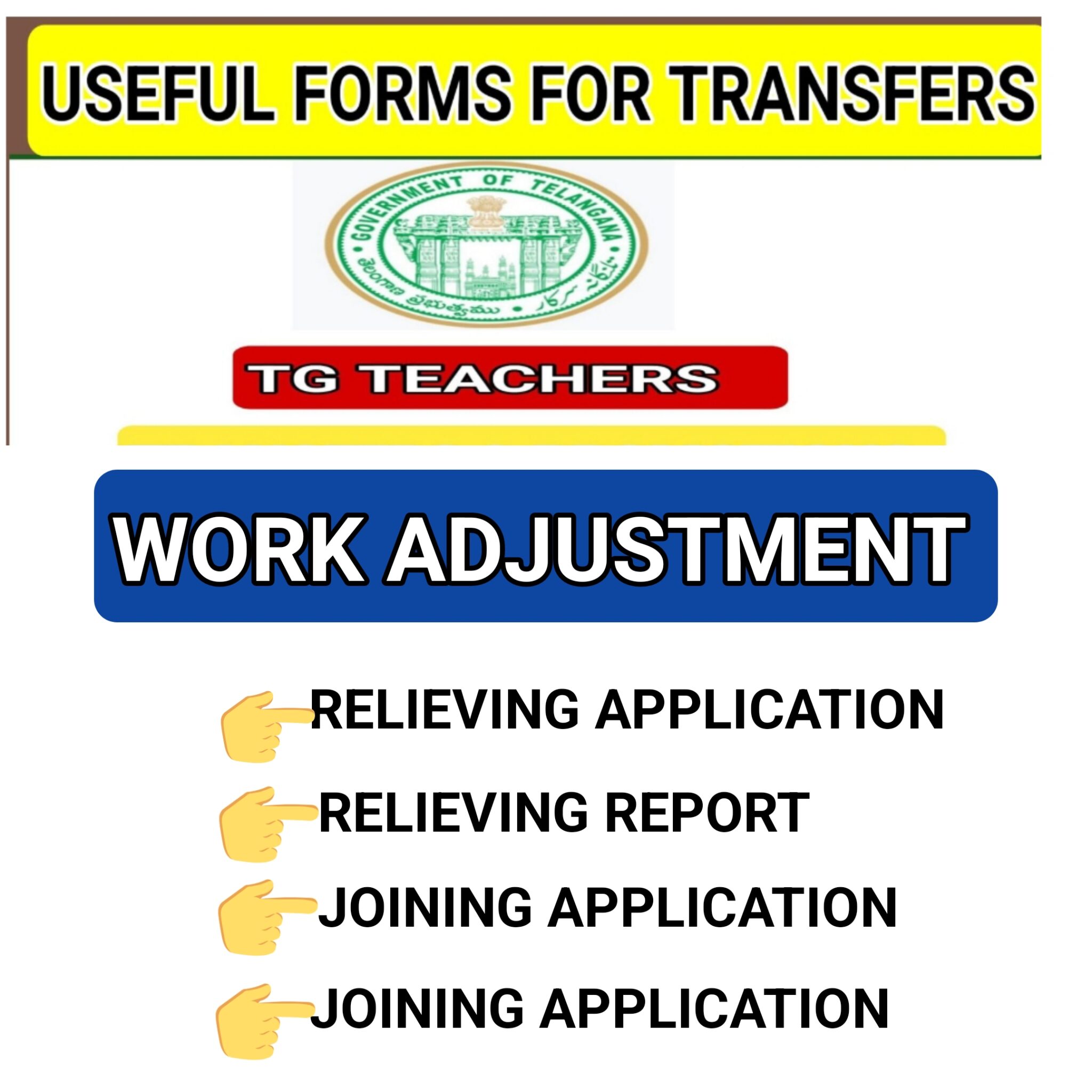 WORK ADJUSTMENT RELIEVING AND JOINING FORMS FOR TEACHERS - MS Badi